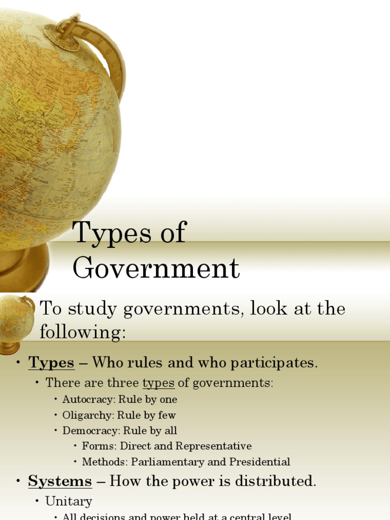 Types of Government Explained | PDF | Monarchy | Dictatorship
