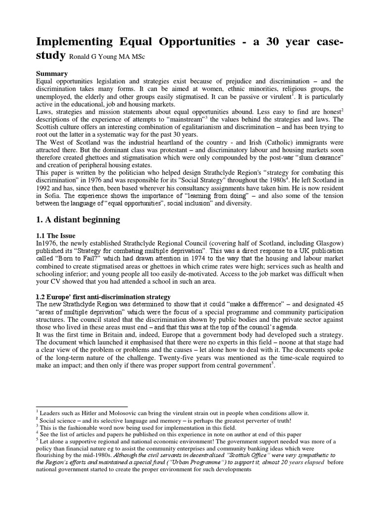 Implementing Equal Opportunities - A 30 Year Case-Study | PDF ...