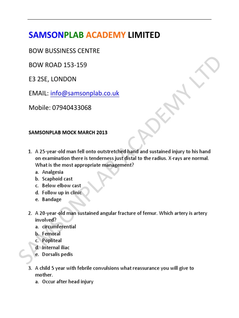 Mock 3 | PDF | Delusion | Rtt