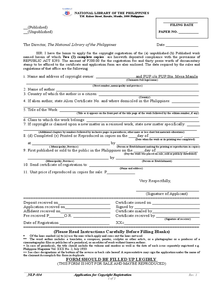 National Library of The Philippines: (Please Read Instructions ...