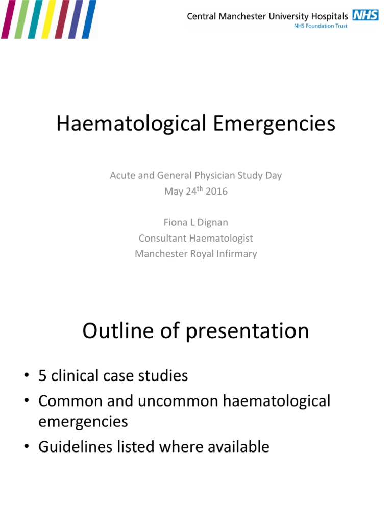 DR Fiona Dignan - Acute Haematological Emergencies | PDF | Medical ...