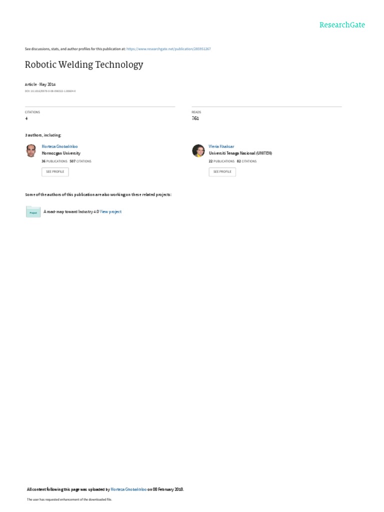 Robotic Welding Technology Overview | PDF | Welding | Construction