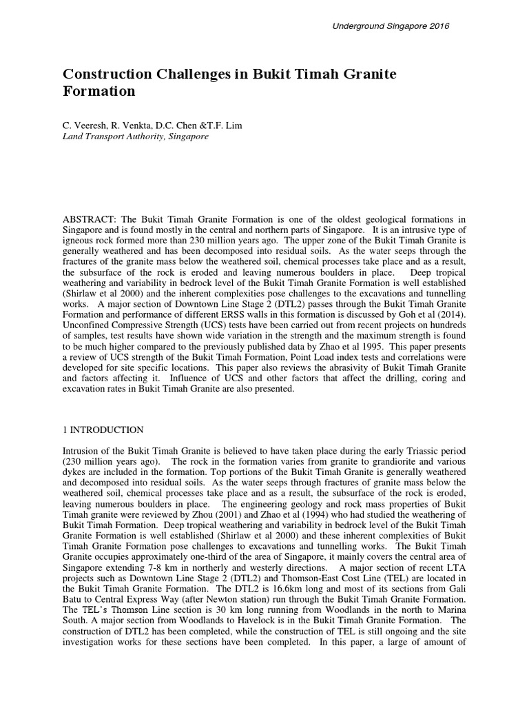 Bukit Timah Granite Formation Challenges | PDF | Deep Foundation | Tunnel