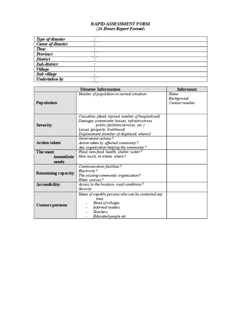 Rapid Assessment Form | PDF