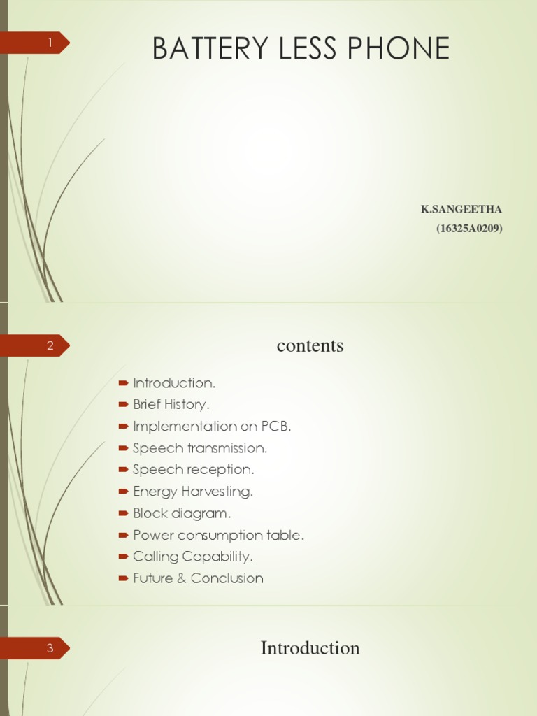 Battery-less Phone Technology Overview | PDF | Computers | Technology ...
