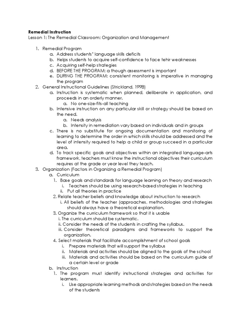 Organizing an Effective Remedial Language Program: Key Considerations ...