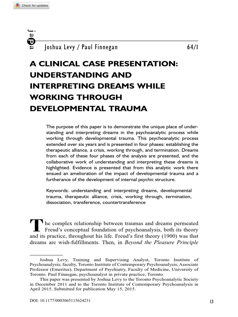 Understanding Traumatic Dreams: A Clinical Case Study of Overcoming ...