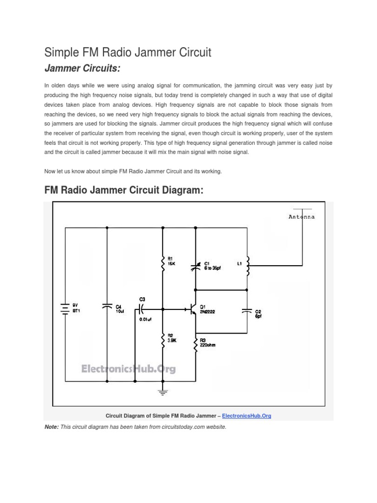 Simple FM Radio Jammer Circuit | PDF | Electronic Circuits | Analogue ...