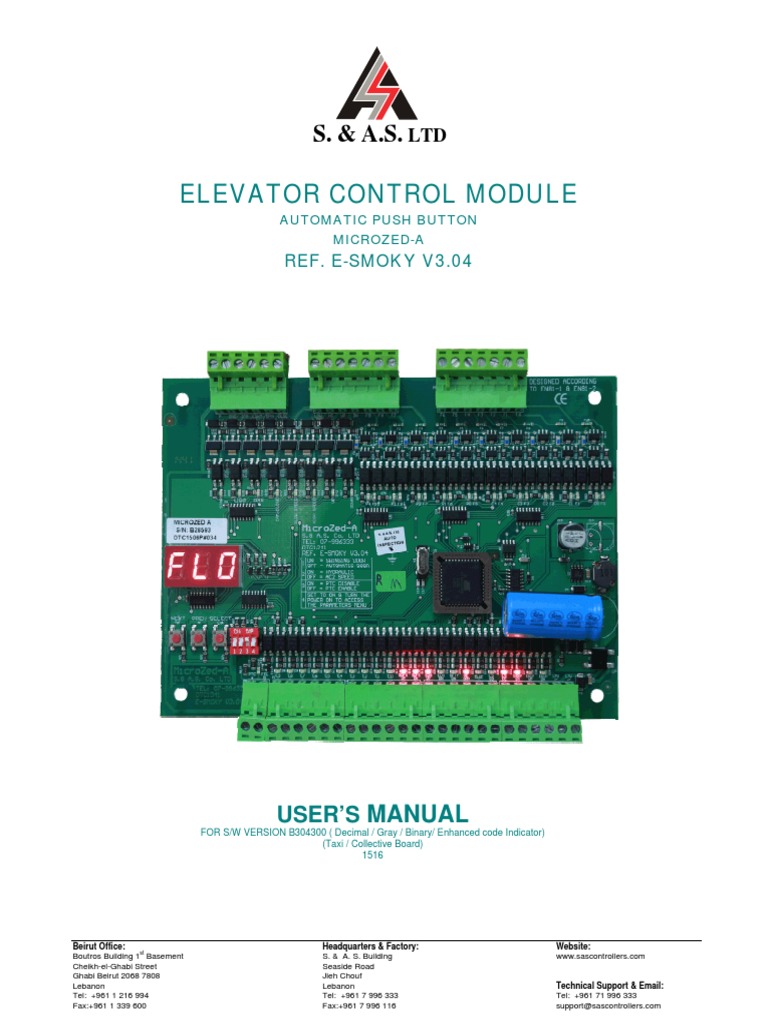 Elevator Control Module: User'S | PDF | Elevator | Switch