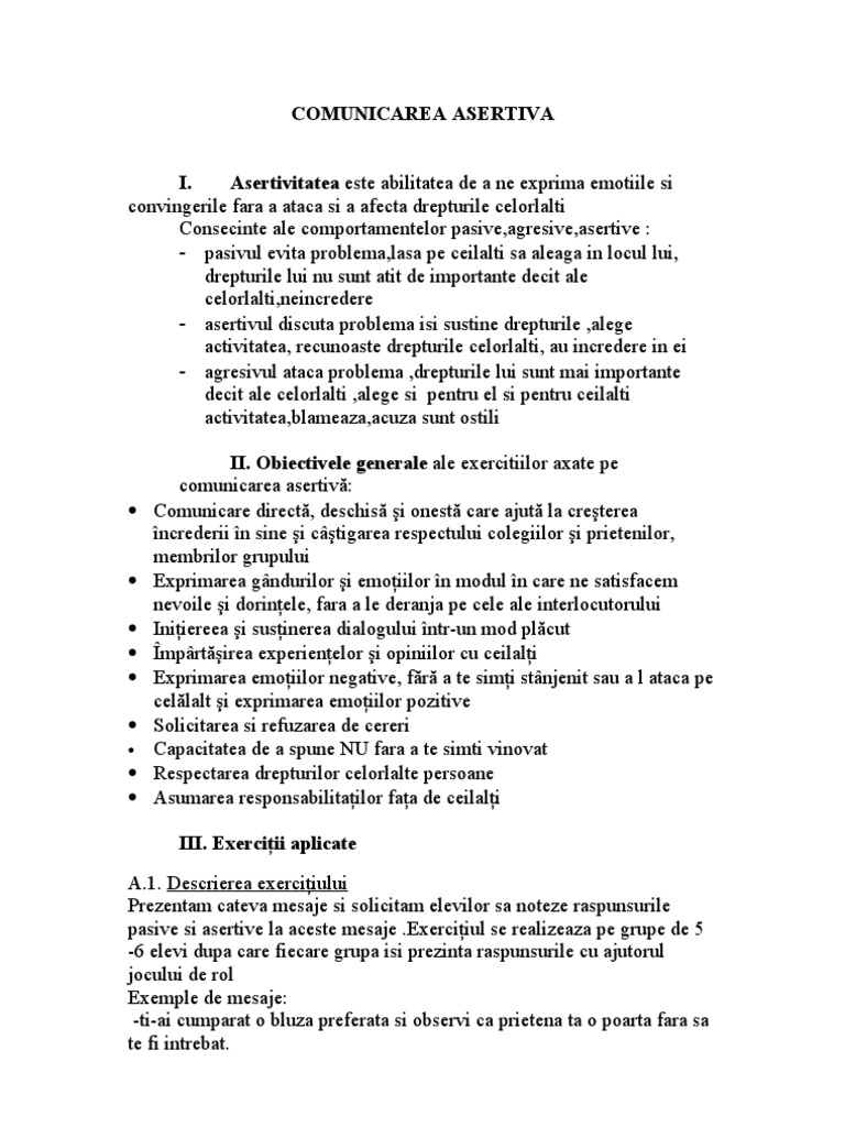Comunicarea Asertiva | PDF