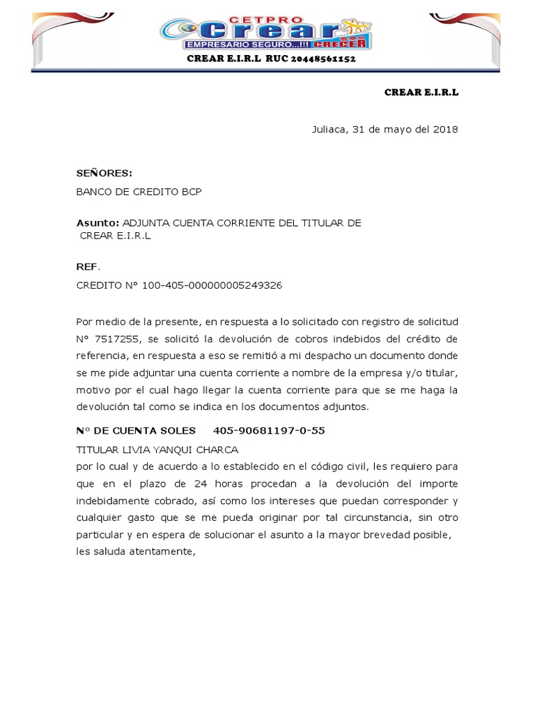 Carta Al BCP | PDF | Bancos | Gobierno