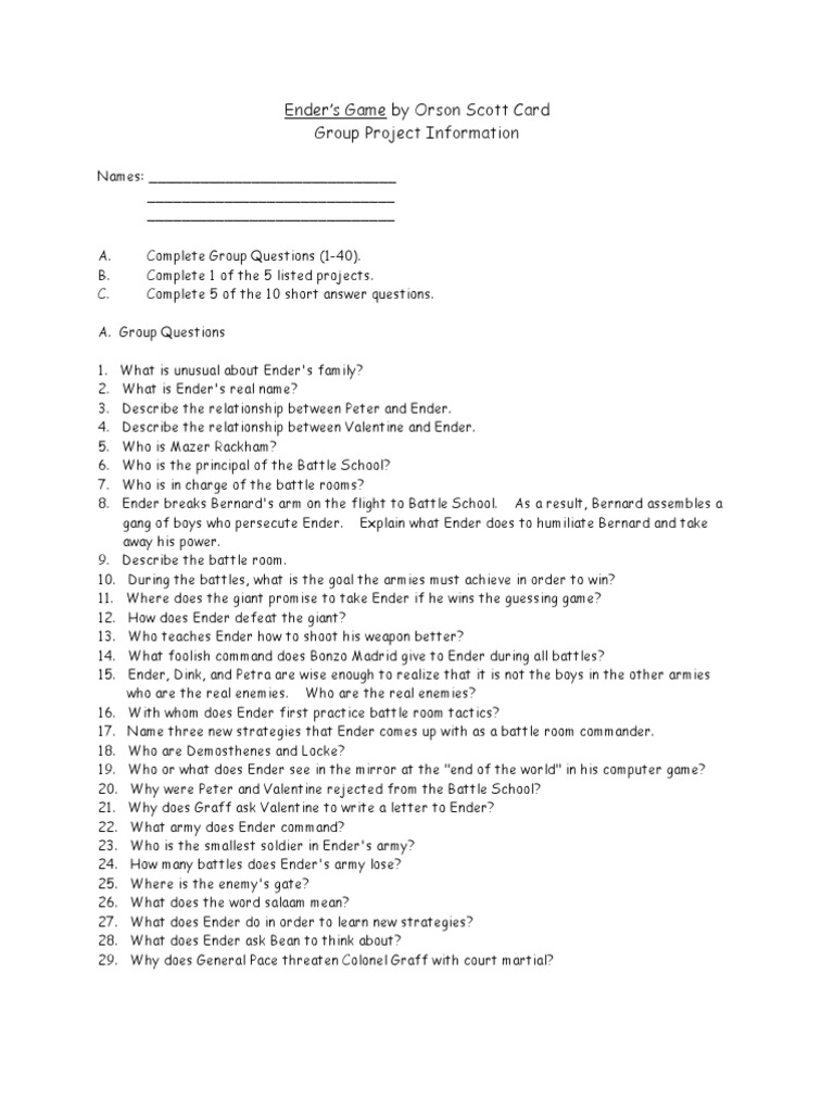 Ender's Game Project | PDF