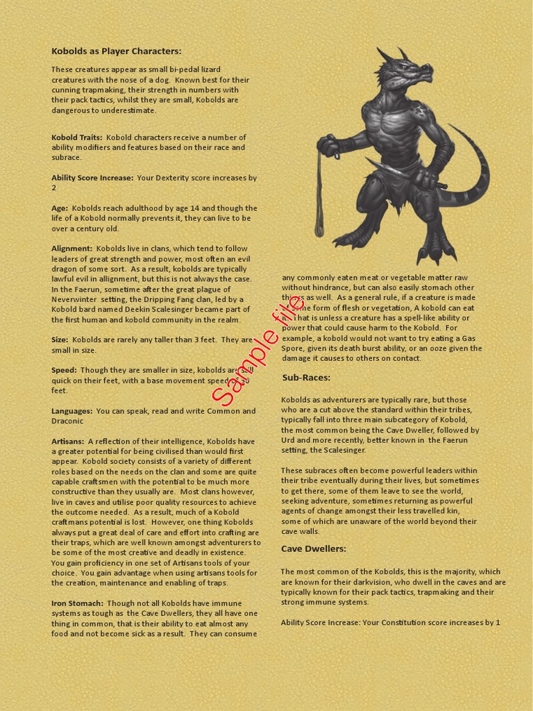 Sample File: Kobolds As Player Characters | PDF