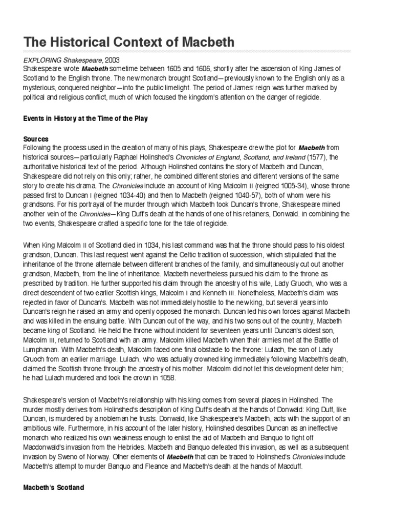 MAcbeth Historical Context | PDF | Gunpowder Plot | Macbeth