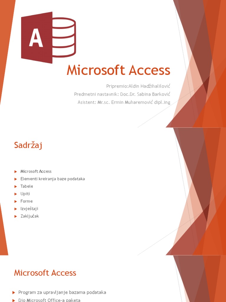 Microsoft Access Hadžihalilović Aldin | PDF | Microsoft Access | Microsoft Office