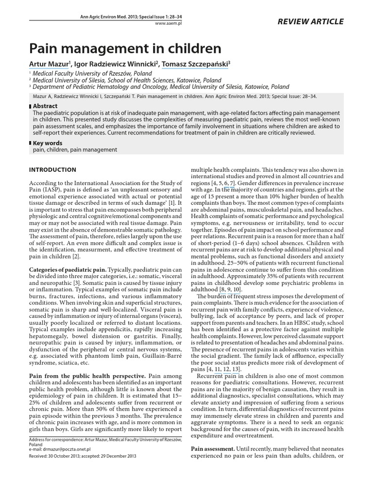 Pain Management in Children | PDF | Analgesic | Pain