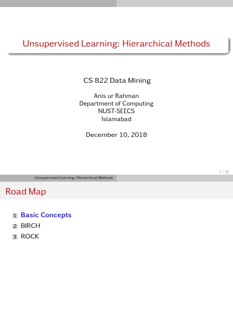Hierarchical Methods in Unsupervised Learning | PDF | Cluster Analysis ...