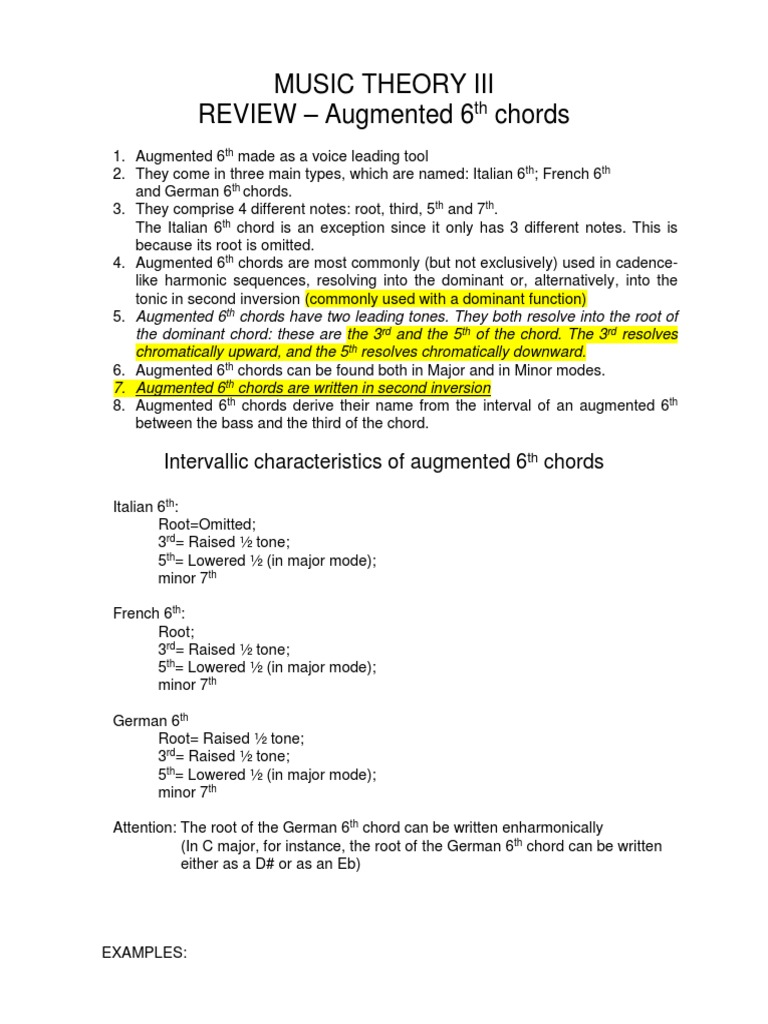 Augmented 6th Chords | PDF