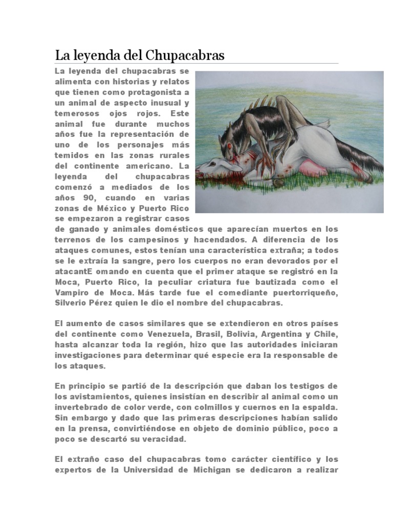 La Leyenda Del Chupacabras | PDF La Leyenda Del Chupacabras | PDF