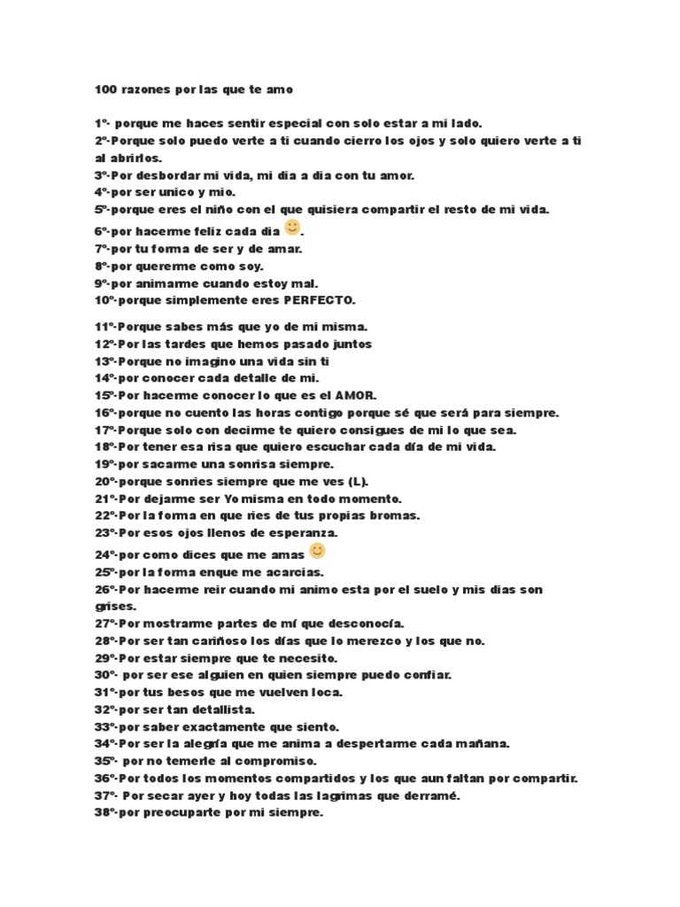 100 razones por las que te amo.docx | Amor | Naturaleza 100 razones por las que te amo.docx | Amor | Naturaleza