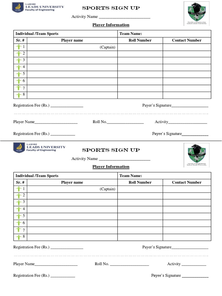 Sports Registration Form | PDF