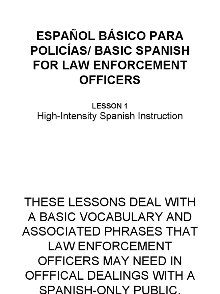 Spanish For Law Enforcement | PDF | English Language | Linguistics