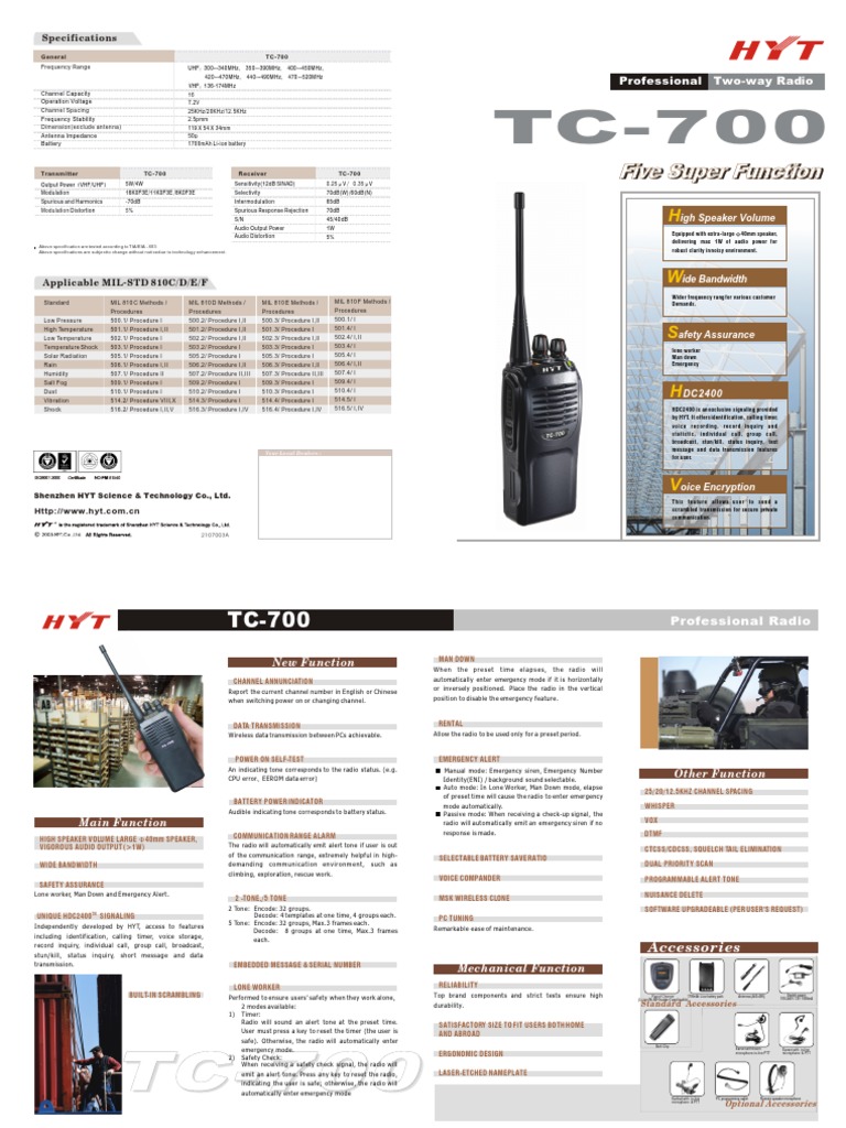 Hyt TC-700 | PDF | Radio | Electronic Engineering