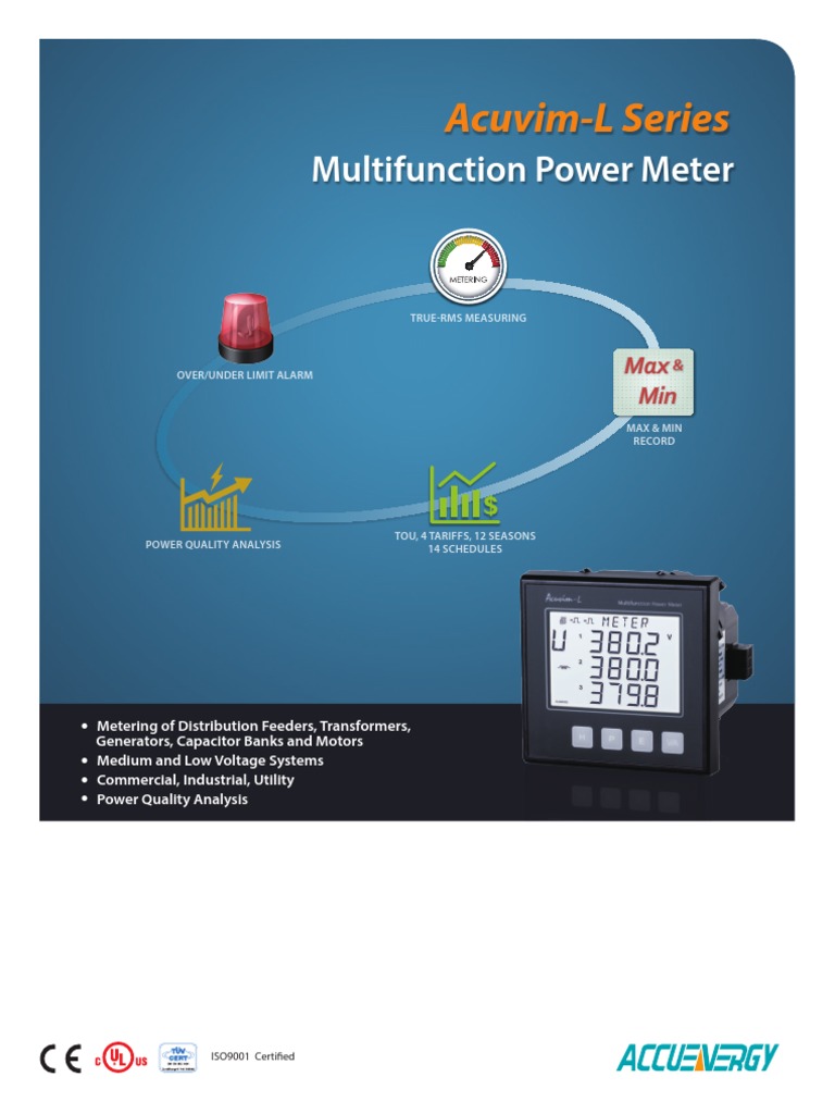 Acuvim L Power Meter Brochure 1030E1210 | PDF | Electric Power | Electrical Engineering
