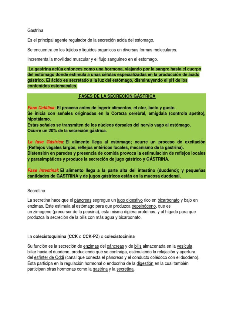 Gastrina | PDF | Estómago | Sistema digestivo humano