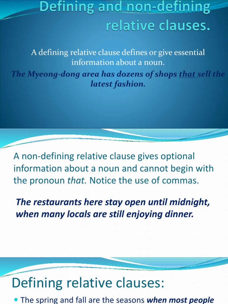 Defining and Non-Defining Relative Clauses | PDF