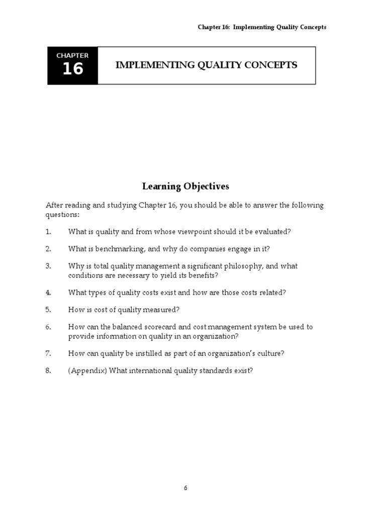 Implementing Quality Concepts | PDF | Benchmarking | Business Process