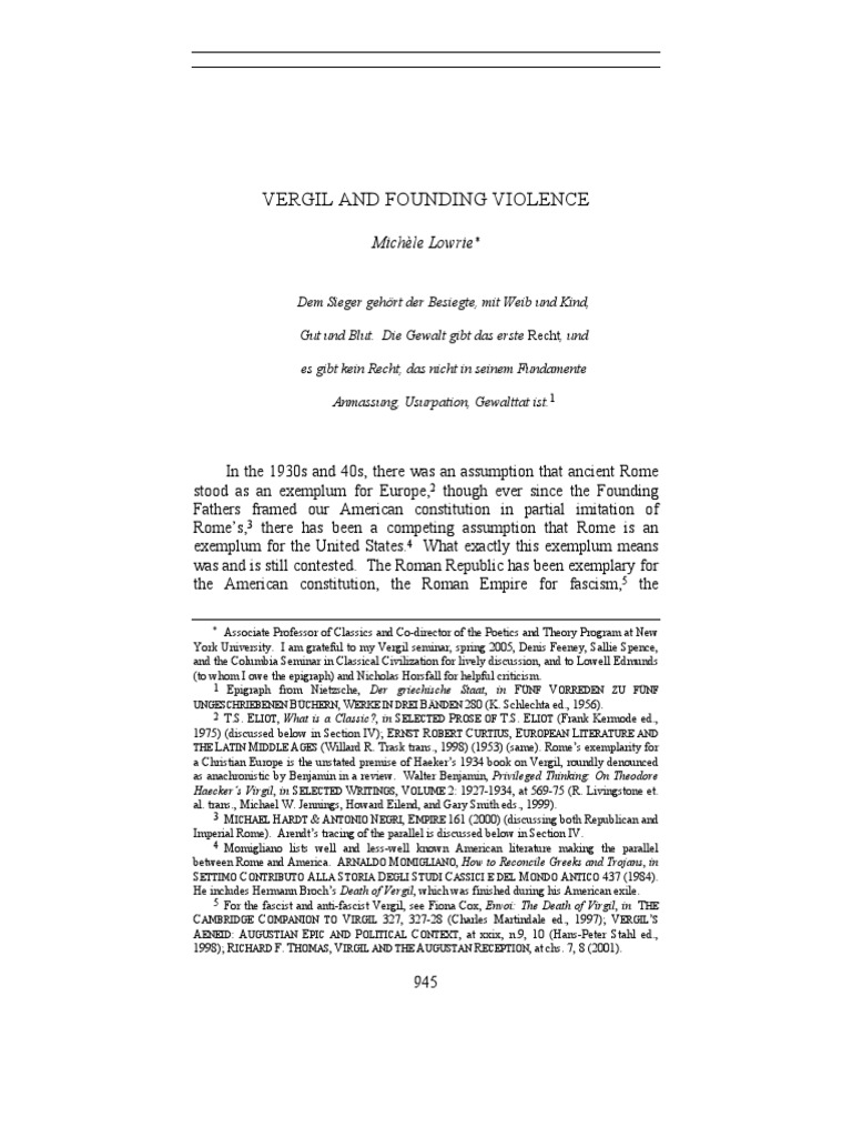Vergil and Founding Violence: Michèle Lowrie | PDF | Virgil | Aeneid