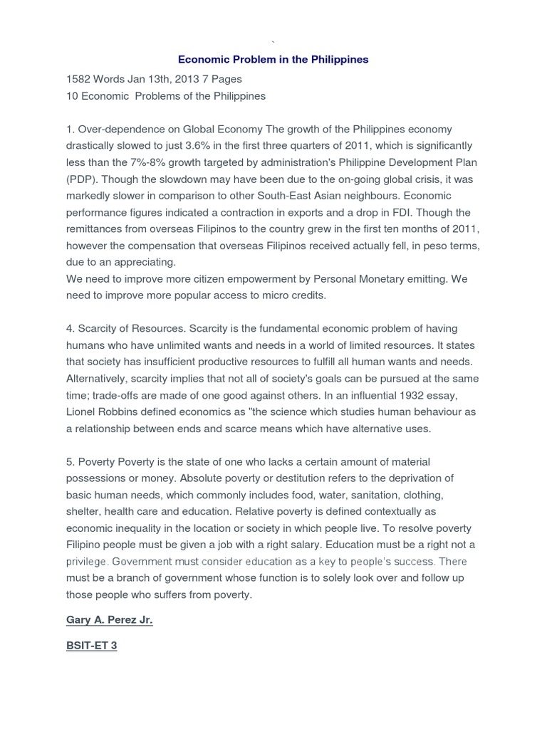 Philippines Economic Challenges 2013 | PDF