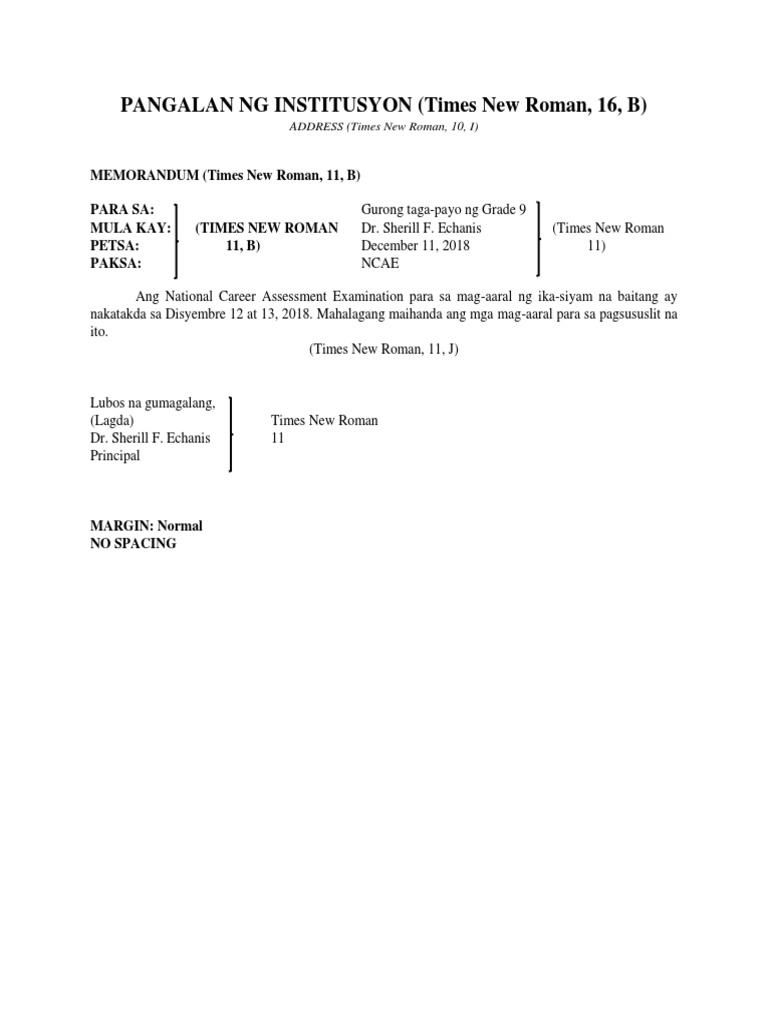Memorandum and Adyenda Format Example | PDF | Leisure