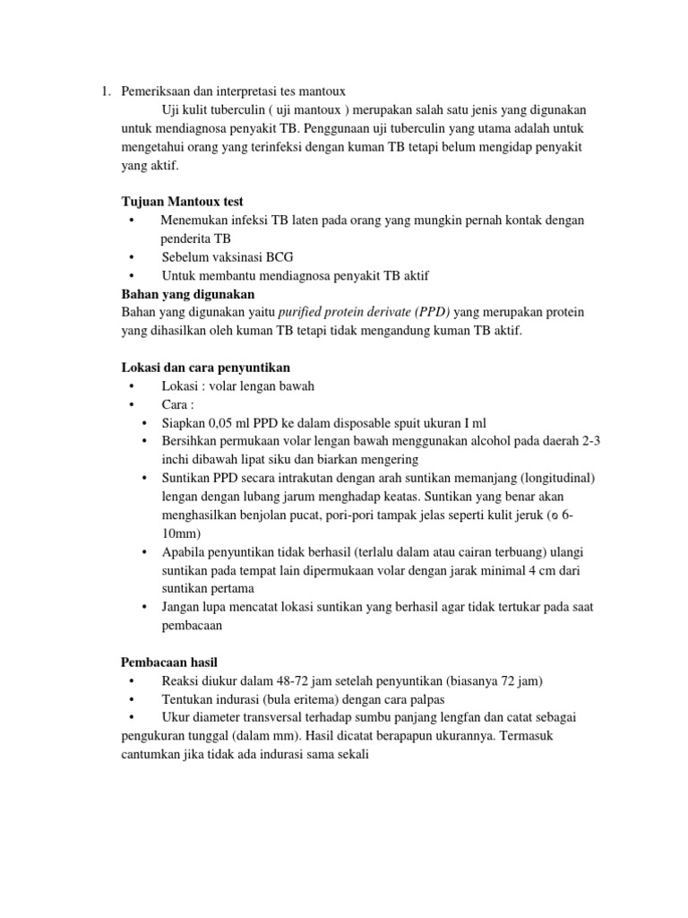 Interpretasi Hasil Tes Mantoux TB | PDF