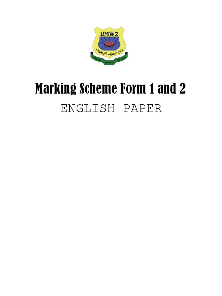 Marking Scheme Form 1 & 2 | PDF