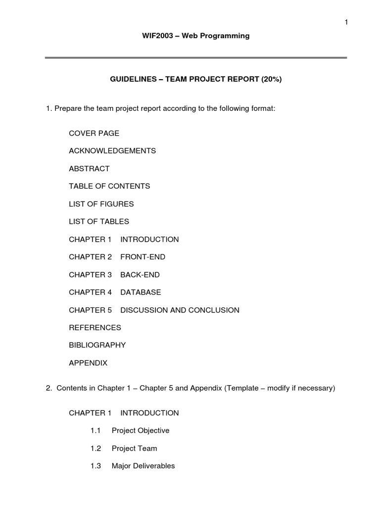 WIF2003 Team Project Report Guidelines 2019 | PDF | Page Layout | World Wide Web