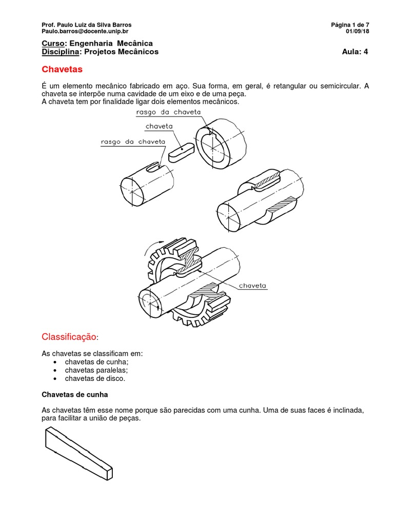 Dimensionamento de Chaveta | PDF | Mecânica | Física Aplicada e ...