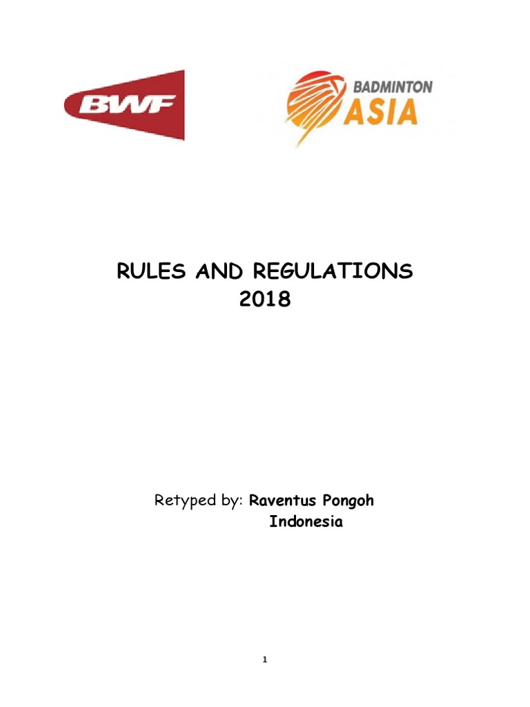 BWF Rules and Regulations (February 2018) - 1 PDF | PDF | Referee | Sports