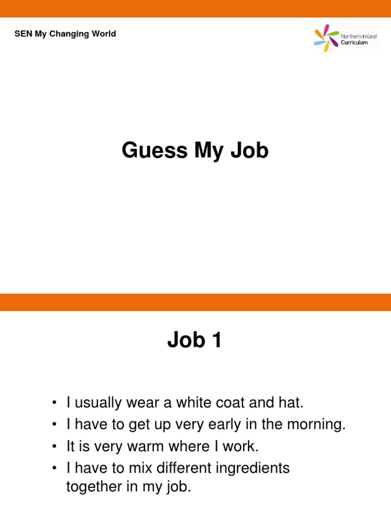 Guess My Job: SEN My Changing World | PDF