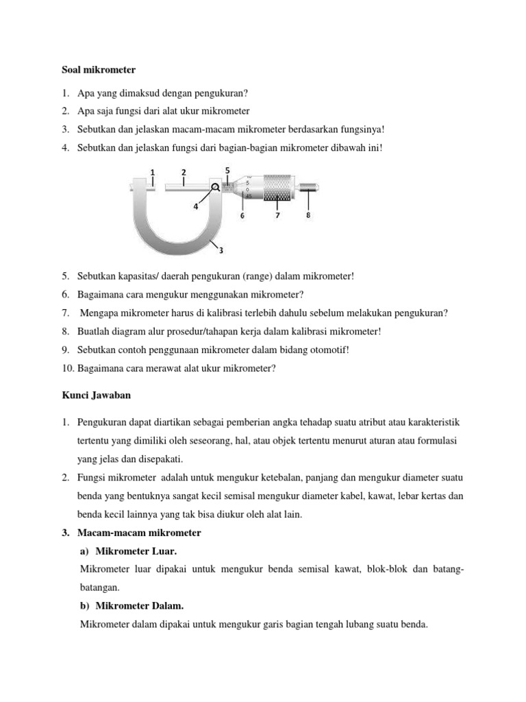 Soal Micrometer | PDF | Teknologi & Rekayasa