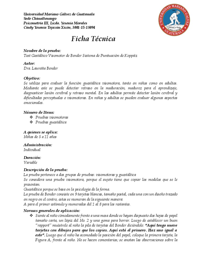 Ficha Técnica - BENDER | PDF