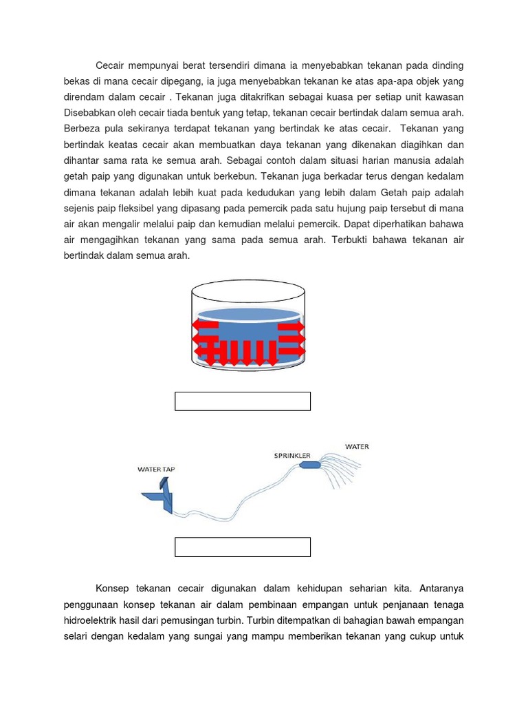 Cecair Mempunyai Berat Tersendiri Dimana Ia Menyebabkan Tekanan Pada ...