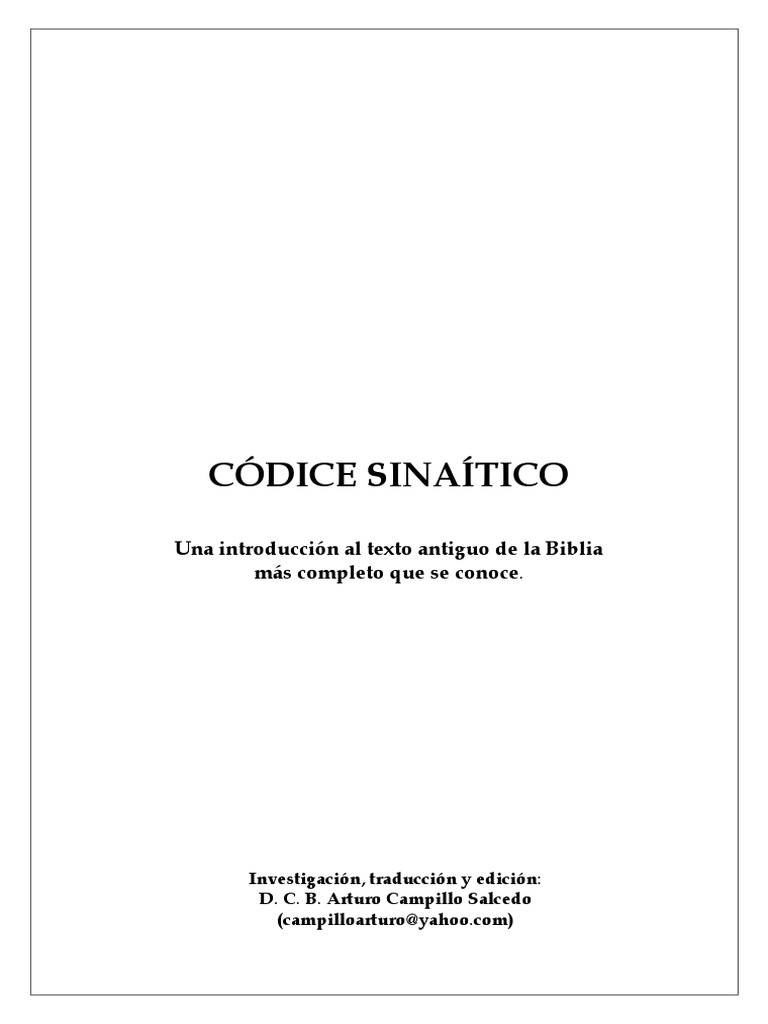 CODICE SINAITICO Una Introduccion Al Tex | PDF | Nuevo Testamento | Biblia