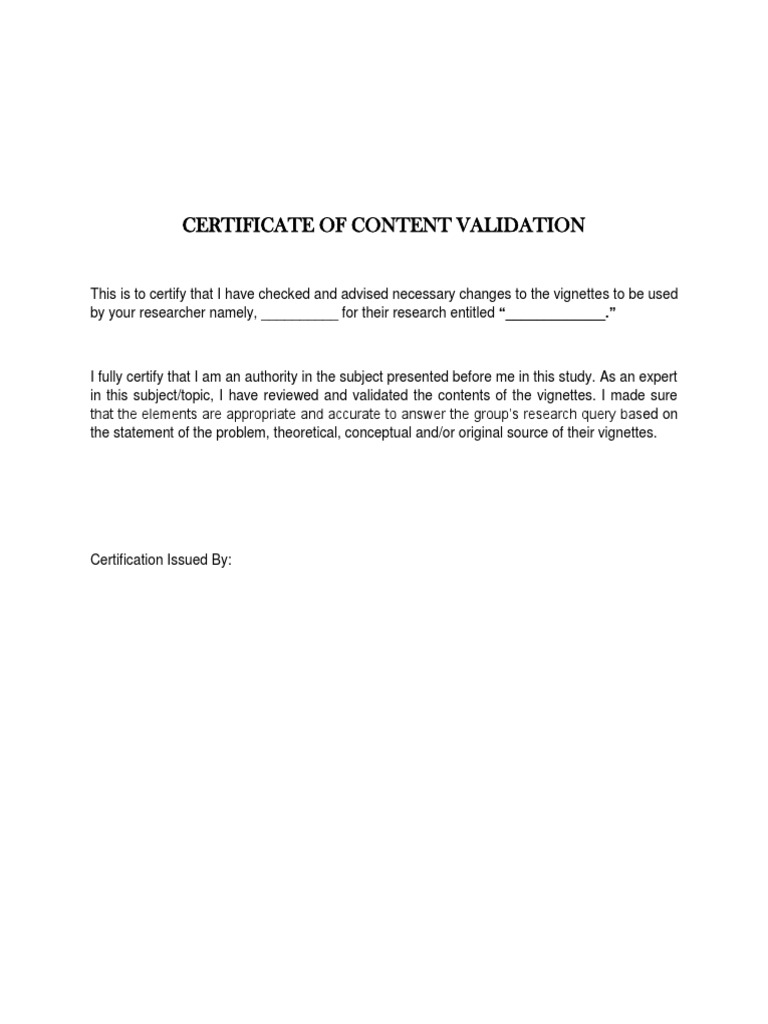 Validation Certificate Template - Sampletemplate.my.id