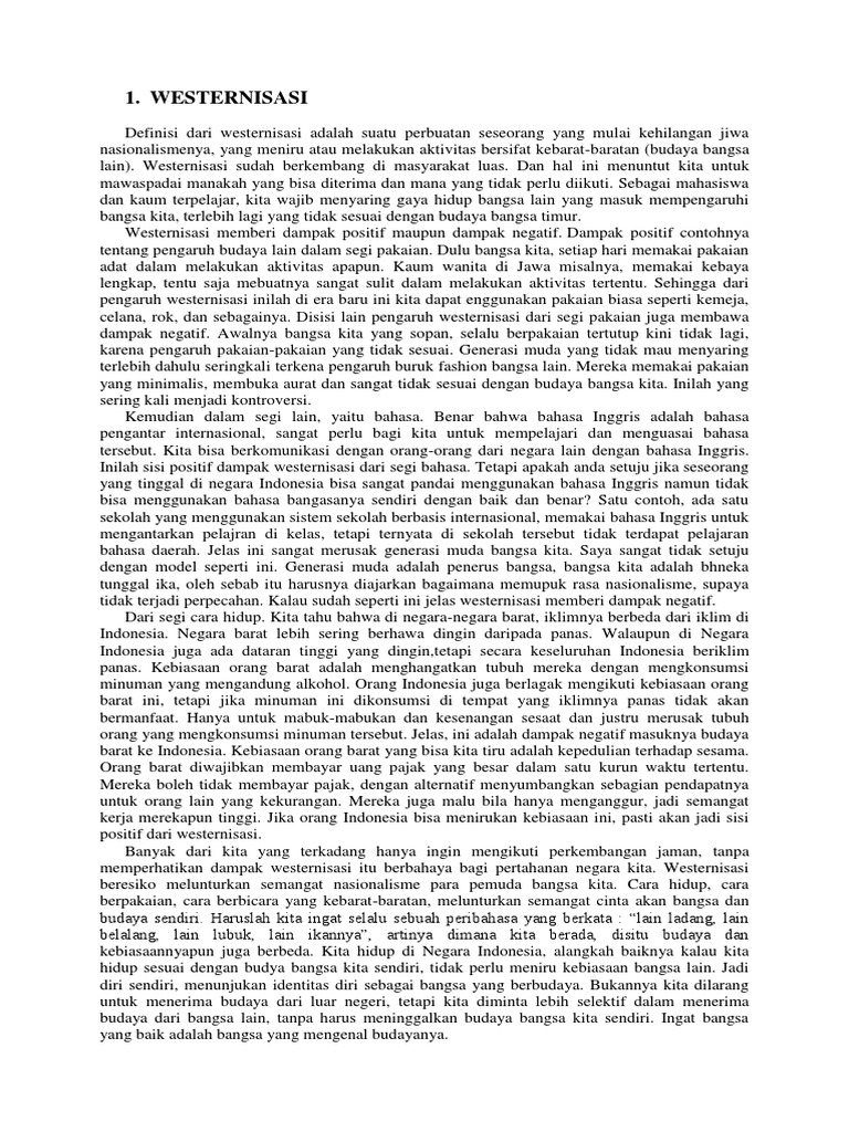 Dampak Westernisasi dan Demoralisasi di Indonesia | PDF