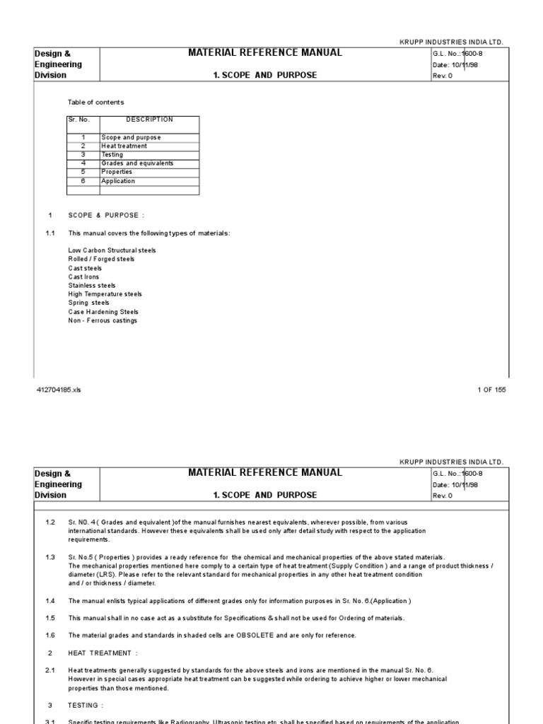 Material Composition Reference Manual | PDF | Structural Steel | Heat ...