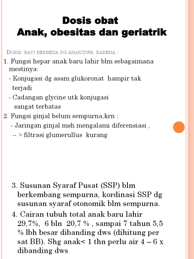 Dosis Obat Anak, Obesitas Dan Geriatri | PDF