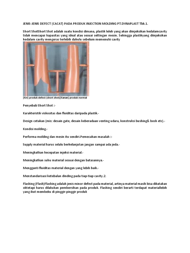 Jenis Defect pada Produk Injection Molding | PDF