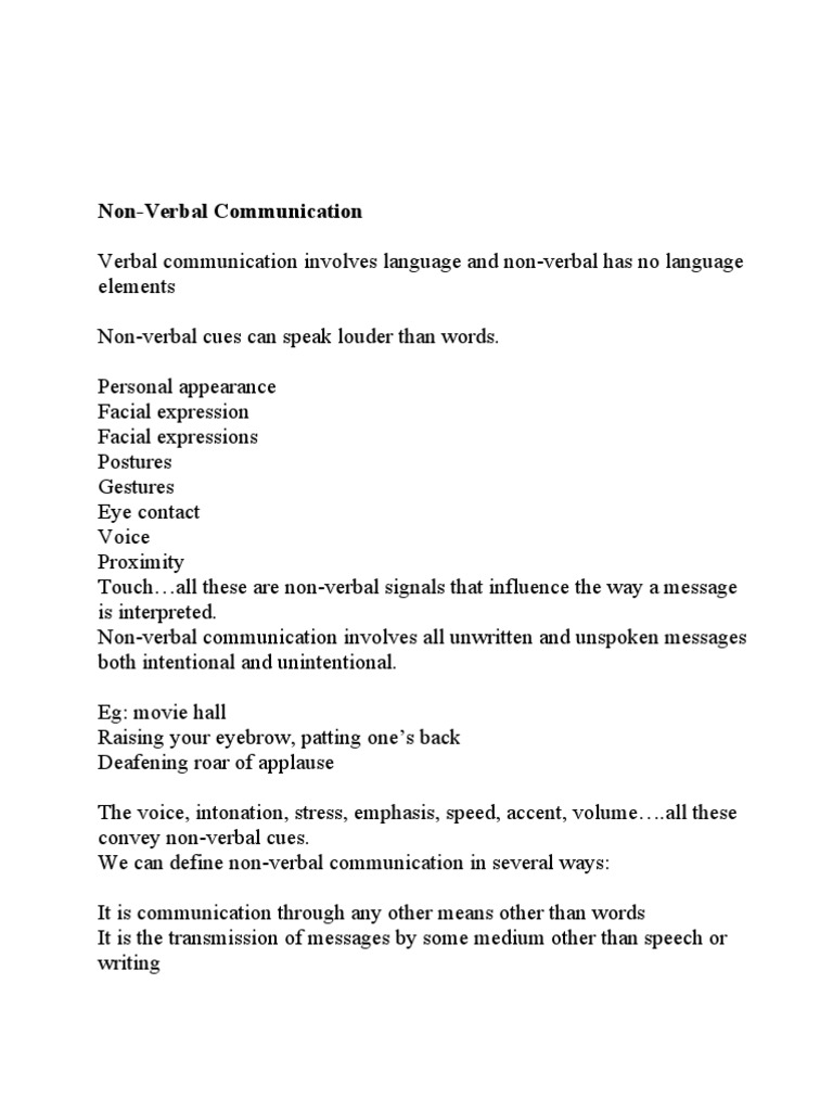 Non Verbal Communication | PDF | Nonverbal Communication | Body Language